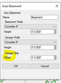 Concrete wall drops to allow garage overhead doors to sit on slab ...