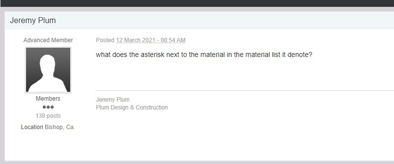 Asterisk and (C) on material list - General Questions - SoftPlan Users ...